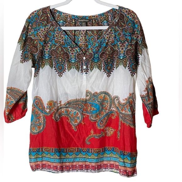 Tommy Bahama | Tops | Tommybahama Wms Szsm Cream Paisley Boho Silk ...